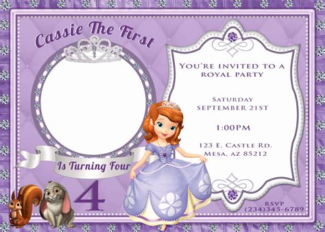 Sofia The First Invitation Collegio Sanlorenzo Template