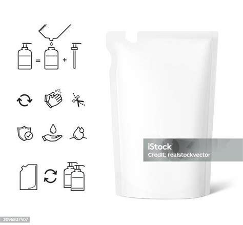 찢어진 모서리와 아이콘 세트가 있는 파우치 백 리필에 대한 스톡 벡터 아트 및 기타 이미지 리필 스탠드업 파우치 아이콘 Istock