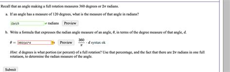 Solved Recall That An Angle Making A Full Rotation Measures