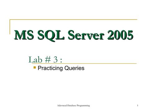 sql server lab 3 ppt
