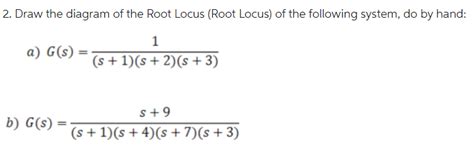 Solved 2 Draw The Diagram Of The Root Locus Root Locus Of Chegg Com