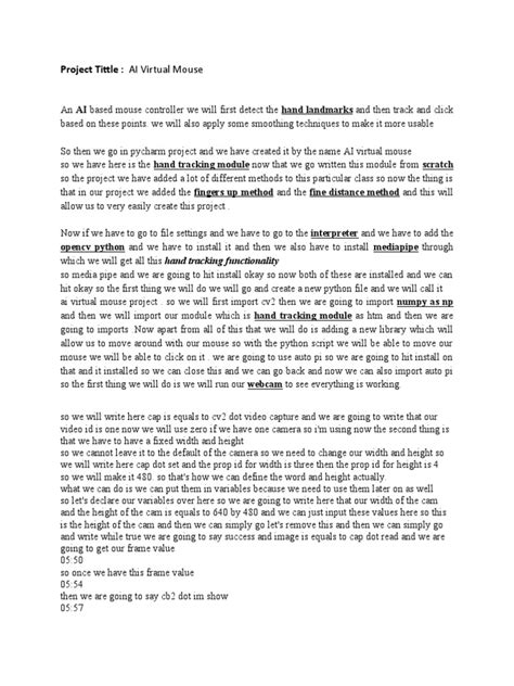 Ai Virtual Mouse Pdf Python Programming Language Computer Science