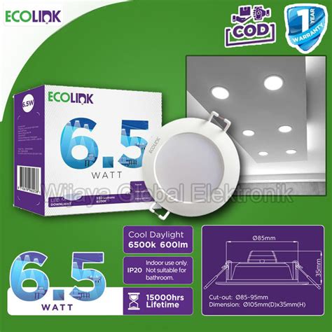 Lampu Led Panel Bulat Ecolink Downlight Watt Watt W W Watt Plafon Kuning