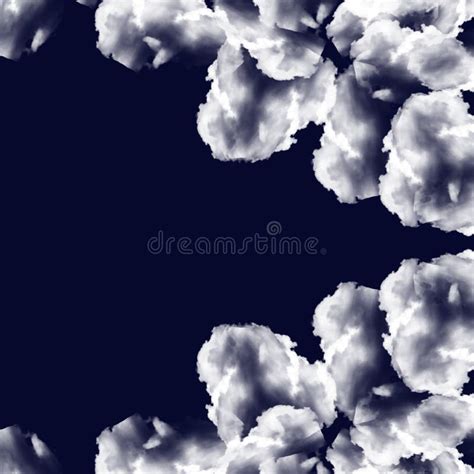Abstract Midnight Navy Blue Background With White Watercolor Cloud Corners Celestial Dreamy