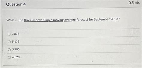 Solved Question 405ptswhat Is The Three Month Simple Moving