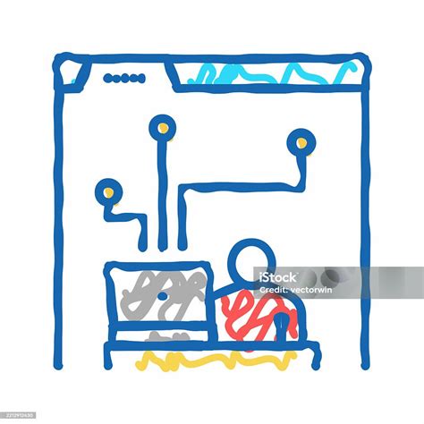 Developer Working And Codding Program Icon Doodle Illustration Stock