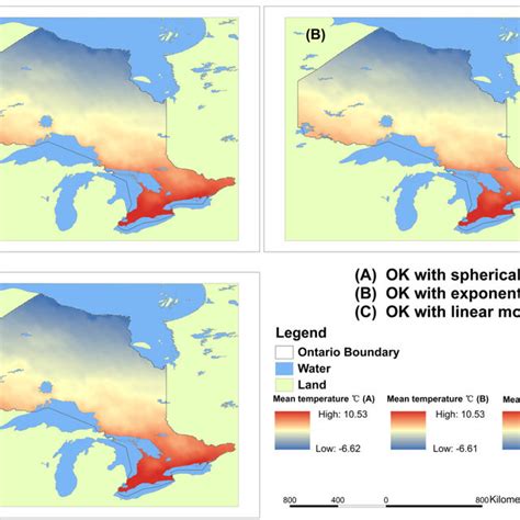 interpolation maps of a idw b spline with regularized type and c