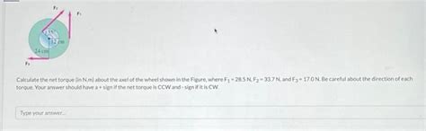 Solved Calculate The Net Torque In N M L About The Axel Of Chegg Com