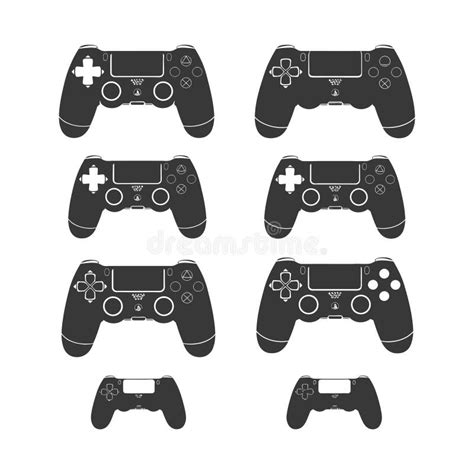 Collection Of Eight Gaming Controllers Black And White Icons Stock Illustration Illustration
