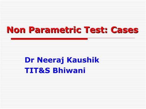 non parametric tests ppt business accounting and finance business
