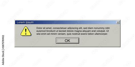 Vettoriale Stock Old Computer Window With Error Message Retro Pc Interface With Problem Or