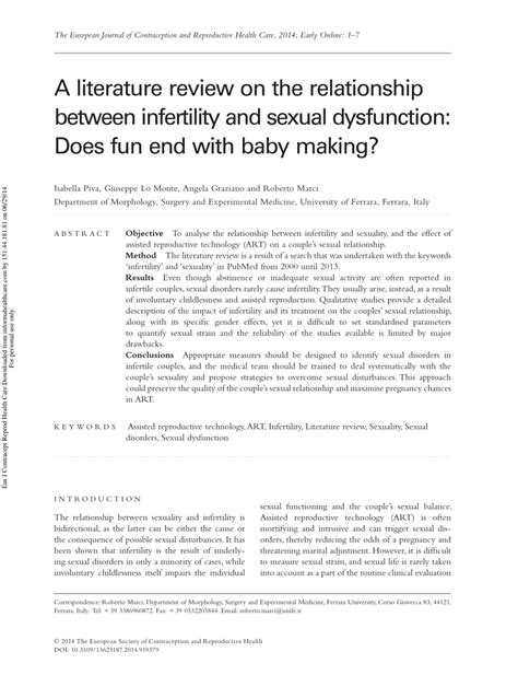 Pdf A Literature Review On The Relationship Between Infertility And Sexual Dysfunction Does