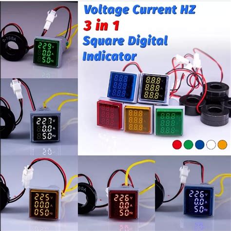 Jual Pilot Lamp Voltmeter Volt Ampere Frekuensi Frequency Meter Digital Hertz Ac 3 In 1 Listrik