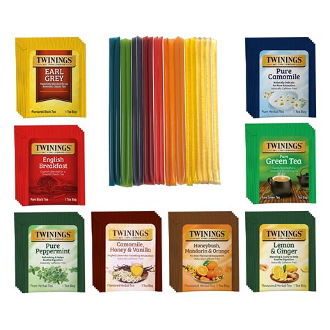 Twinings Tea Sampler Set 48 Assorted Flavors With 20 Honey Sticks