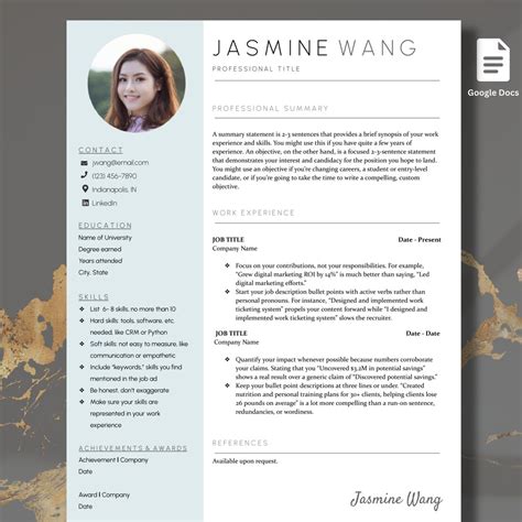 Google Docs Resume Template Resume Template Google Docs Resume Template Modern Creative