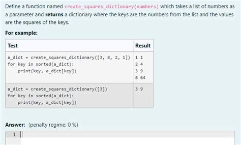 solved define a function named create squares dictionary