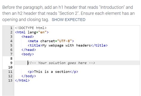 Solved Before The Paragraph Add An H1 ﻿header That Reads
