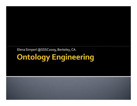 Ontology Engineering Sssc2009 Pdf Databases Computer Software And Applications