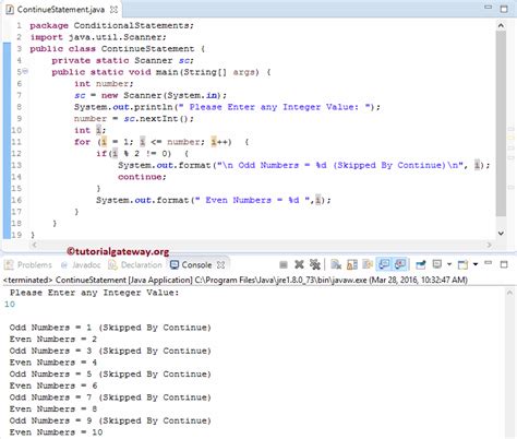 Java Continue Statement