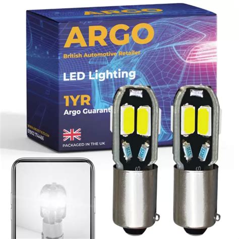 2x H6w Bax9s Led White Side Light Xenon 433 434 Canbus Error Free Smd