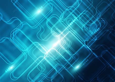 Technology Light Effect Line Curve Abstract Blue Background Wallpaper