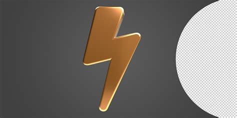 투명 한 배경으로 3d 렌더링 번개와 천둥 기호 프리미엄 Psd 파일
