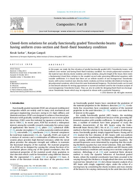 pdf closed form solutions for axially functionally graded timoshenko