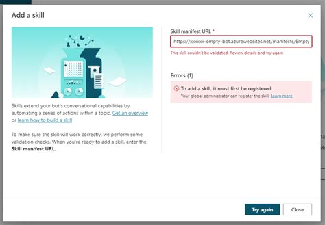 Published Skills Manifest Fails Validation When Added In Pva · Issue 8546 · Microsoft