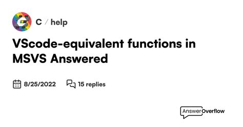Vscode Equivalent Functions In Msvs Answered C