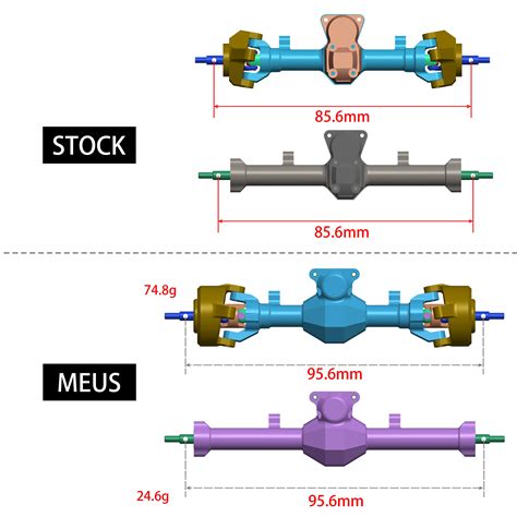 Meus Racing Scx24 Nylon Isokinetic 3 Section Cvd Front Rear Axles Maxi