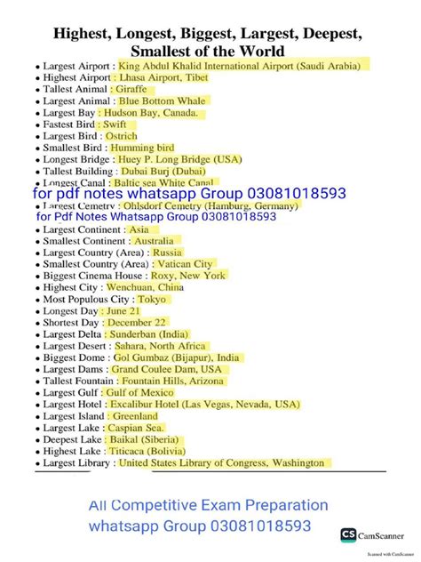 longest smallest largest shortest in world pdf