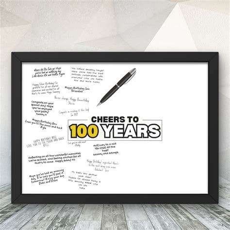 100th Birthday Signature Poster Milestone Guest Book A3 Size Etsy