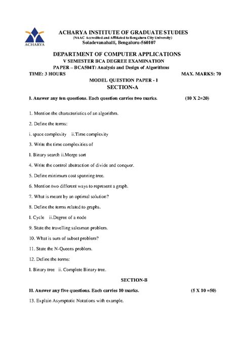 Daa Lab Manual Iv Sem Nep 22 23 Design And Analysis Of Algorithms Lab