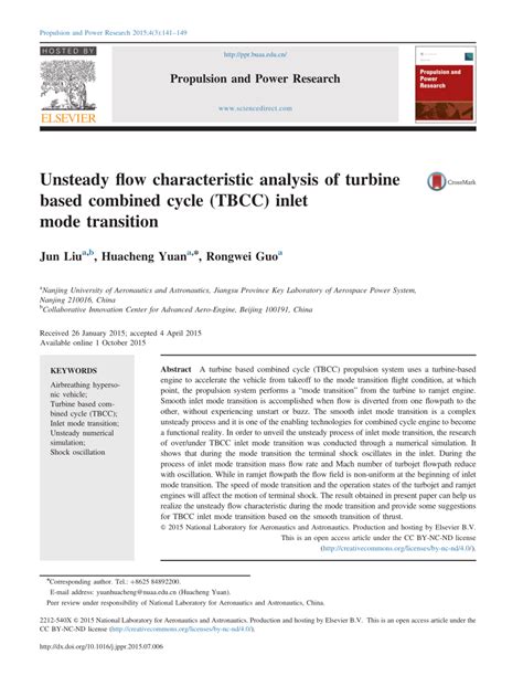 pdf unsteady flow characteristic analysis of turbine based combined