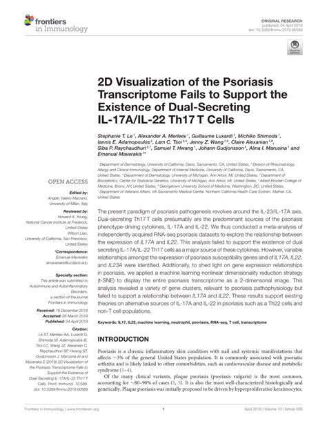 Pdf 2d Visualization Of The Psoriasis Transcriptome Fails To Support The Existence Of Dual