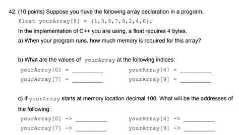 Solved 42 10 Points Suppose You Have The Following Array