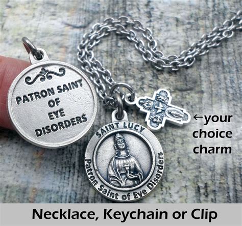 St Lucy Patron Saint Of Eye Disorders Necklace Keychain Or Clip Etsy