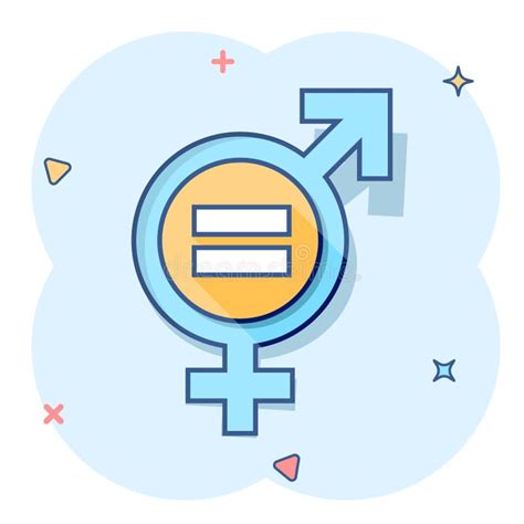 Vector Cartoon Gender Equal Icon In Comic Style Men And Women Sign