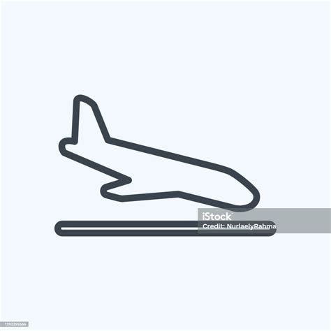 아이콘 비행 토지 인포 그래픽 기호에 적합합니다 선 스타일 편집 가능한 간단한 디자인 디자인 템플릿 벡터 간단한 기호 그림 개념에 대한 스톡 벡터 아트 및 기타 이미지