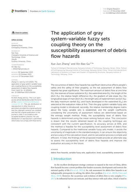 Pdf The Application Of Gray System Variable Fuzzy Sets Coupling Theory On The Susceptibility