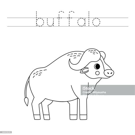 글자를 추적하고 만화 버팔로를 색칠하십시오 아이들을 위한 필기 연습 0명에 대한 스톡 벡터 아트 및 기타 이미지 0명 교육 귀여운 Istock