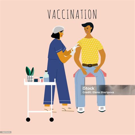 어린이 예방 접종 및 예방 접종 개념 어머니의 무릎에 아이는 백신 주사를 만들려고 주사기와 의사 소아과 의사 장갑은 아이를 예방 접종 플랫 다채로운 벡터 일러스트레이션입니다