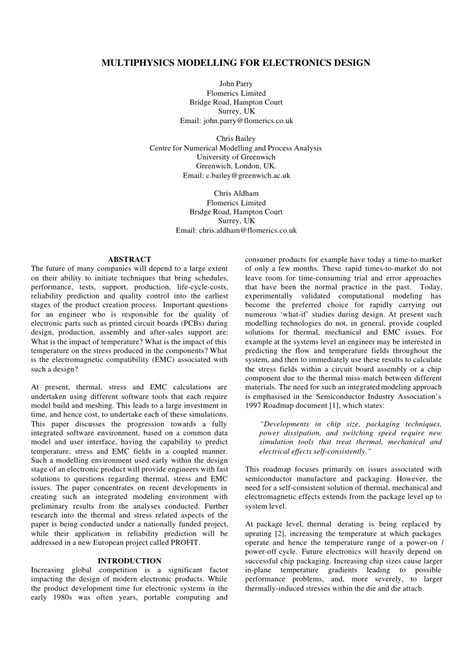 pdf multiphysics modelling for elctronics design