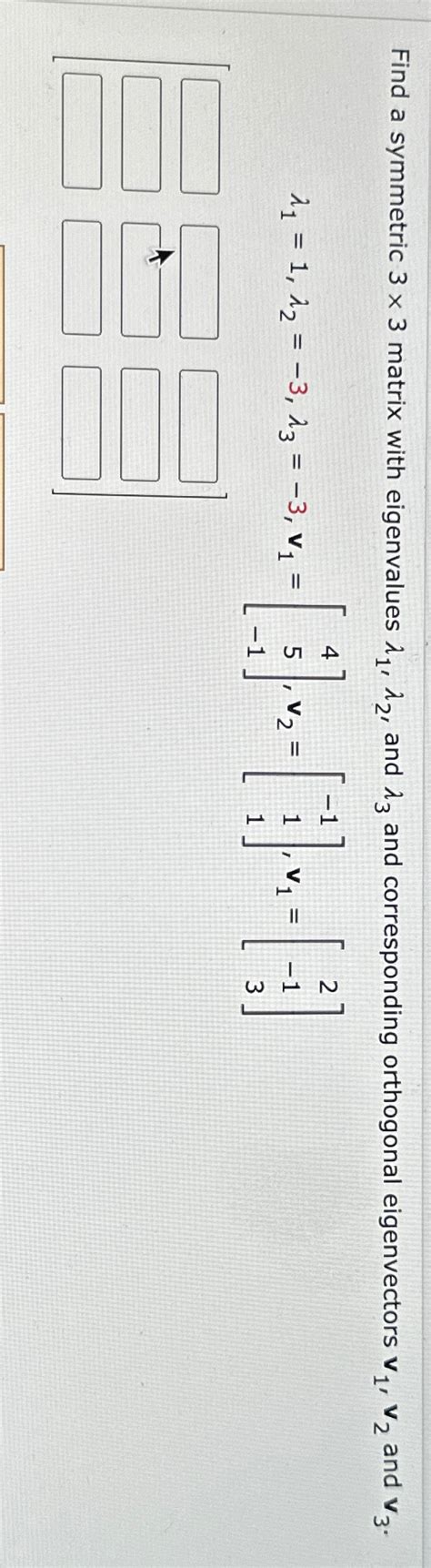 Solved Find A Symmetric 3×3 ﻿matrix With Eigenvalues λ1λ2