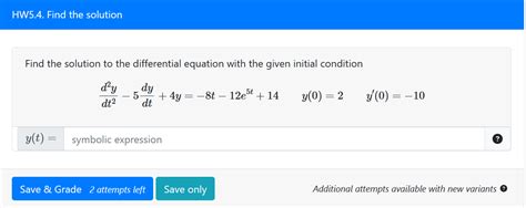 Solved Find The Solution To The Differential Equation With Chegg