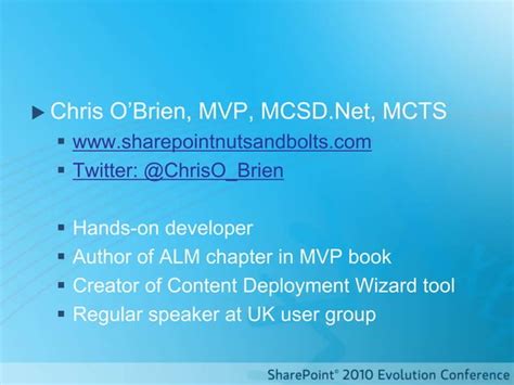 managing the sharepoint 2010 application lifecycle part 1 pptx