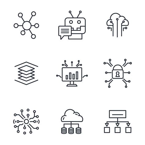 Machine Learning Icons Set Machine Learning Pack Symbol Vector