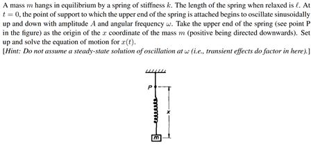 Solved A Mass M Hangs In Equilibrium By A Spring Of