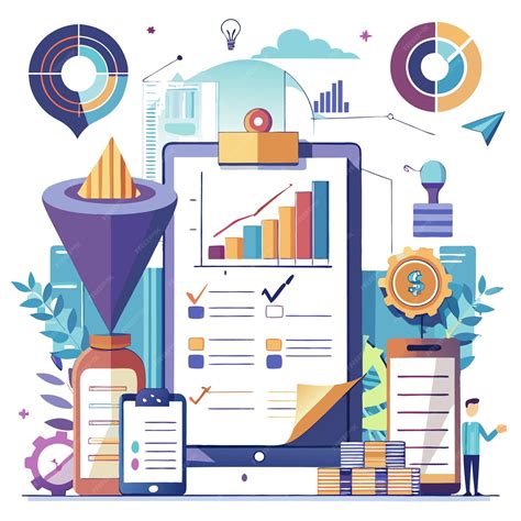 Digital Illustration Of Data Analysis And Business Metrics Premium Ai Generated Vector