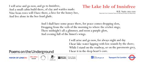 The Lake Isle Of Innisfree Poems On The Underground